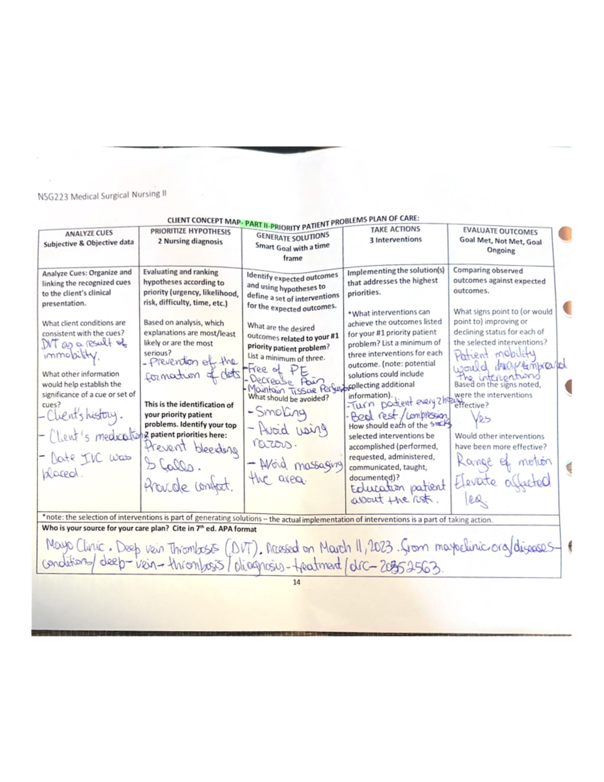Analyze CUES - NSG223 Medical Surgical Nursing II CLIENT CONCEPT MAP ...