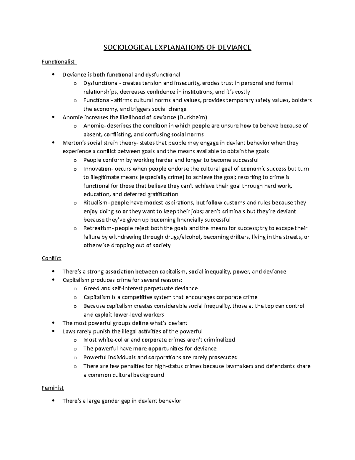 Sociological explanations of deviance - SOCIOLOGICAL EXPLANATIONS OF ...