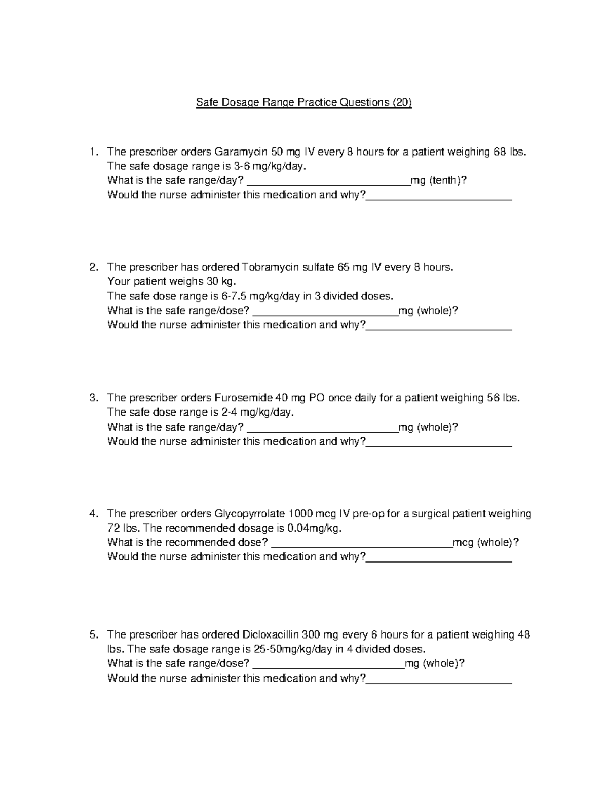 Safe Dosage Range Practice Questions The Safe Dosage Range Is 3 6 Mg