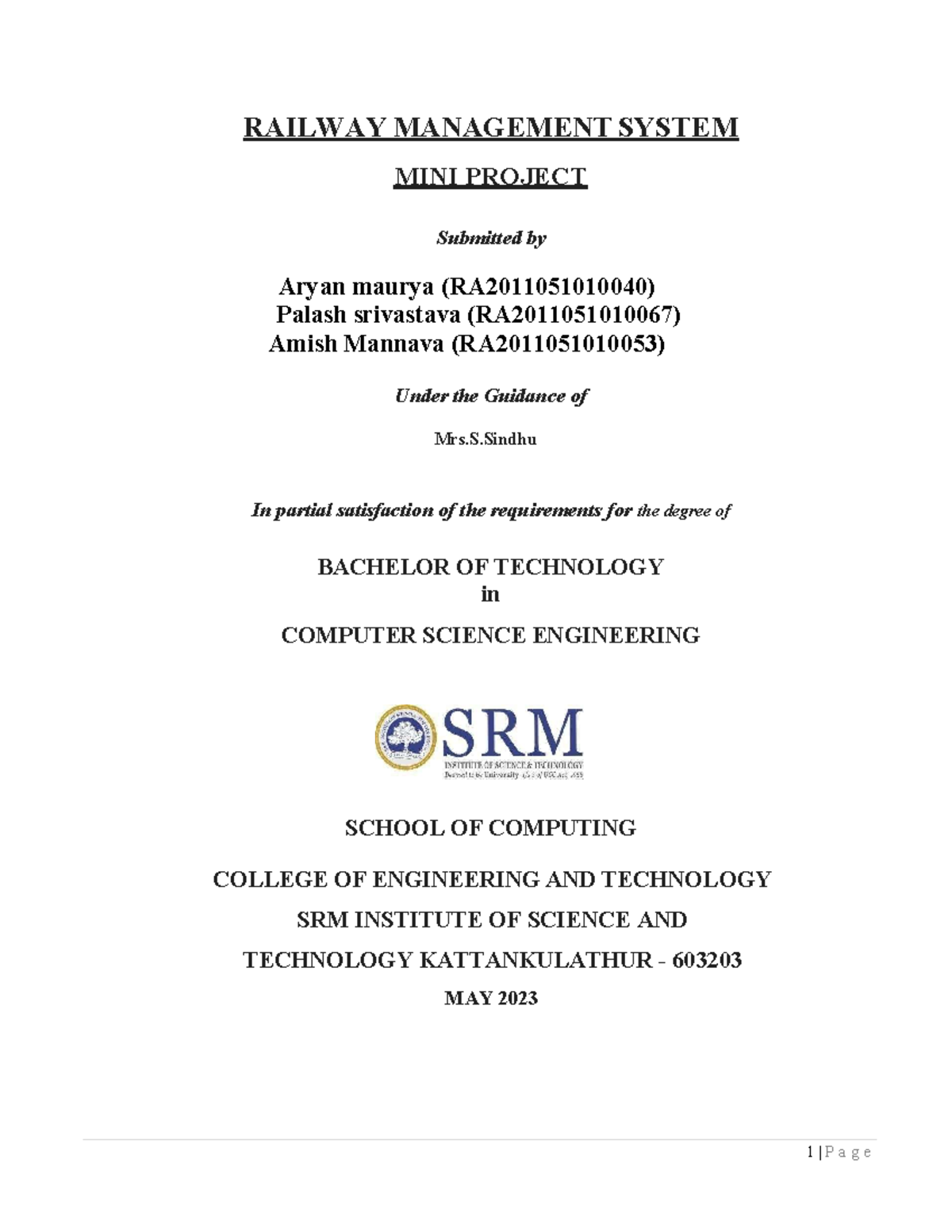DBMS - notes plus assignment - RAILWAY MANAGEMENT SYSTEM MINI PROJECT ...