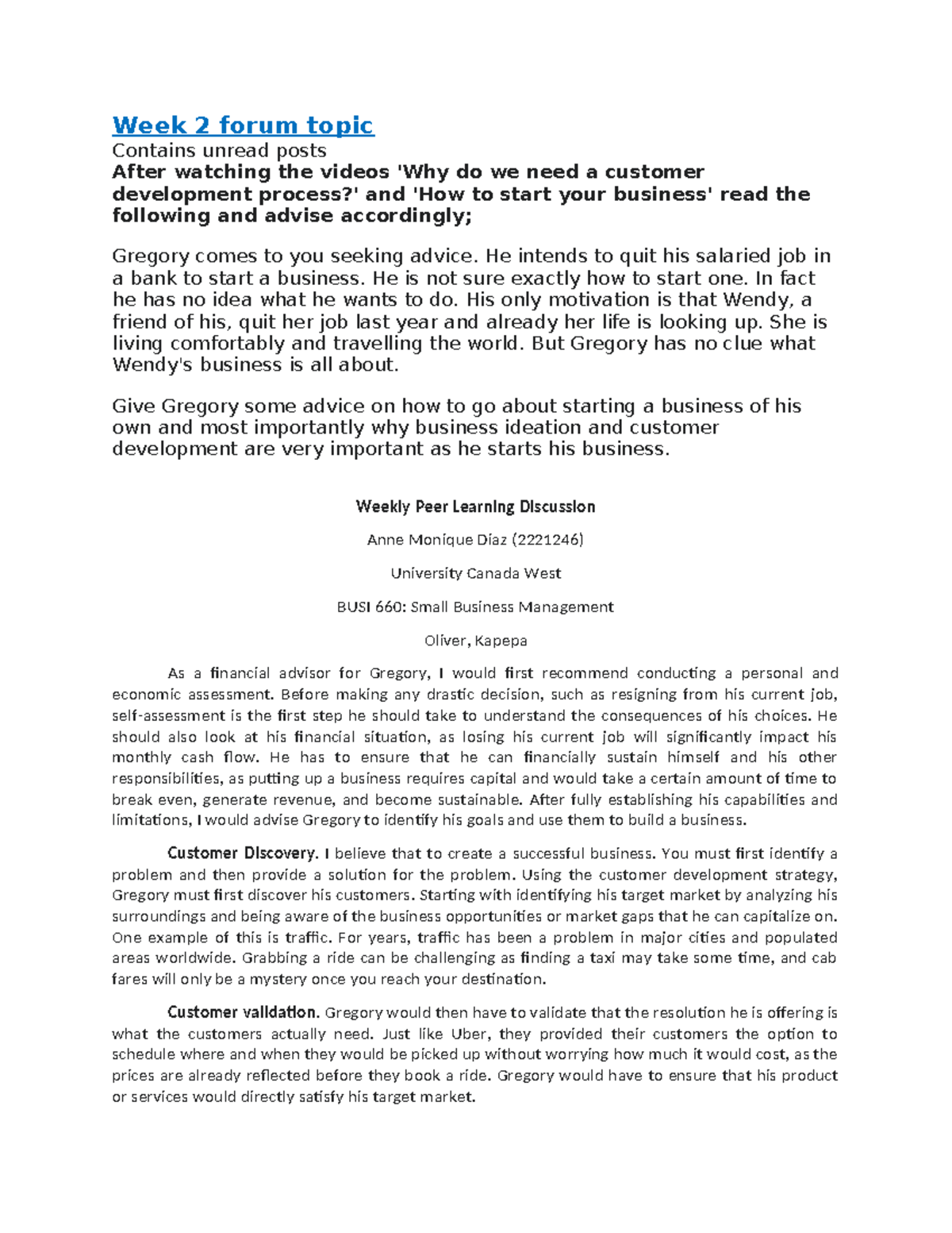Week 2 forum topic - Week 2 forum topic Contains unread posts After ...