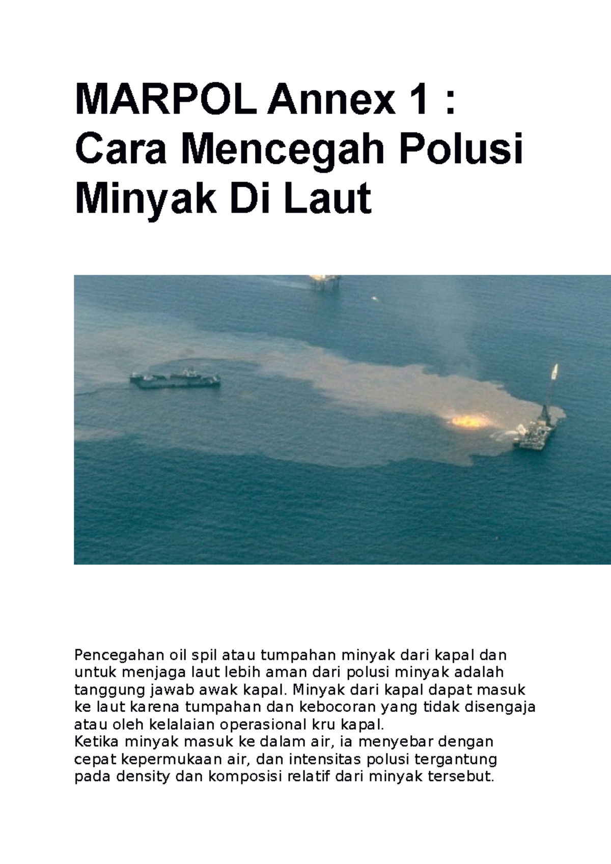 Marpol Annex I - test - MARPOL Annex 1 : Cara Mencegah Polusi Minyak Di ...