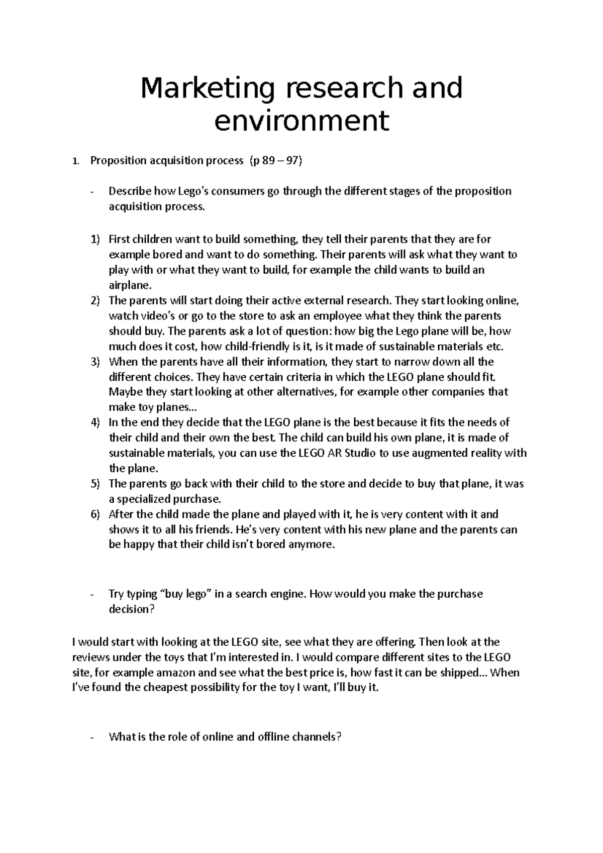 Assignment 1 marketing - Marketing research and environment 1 ...