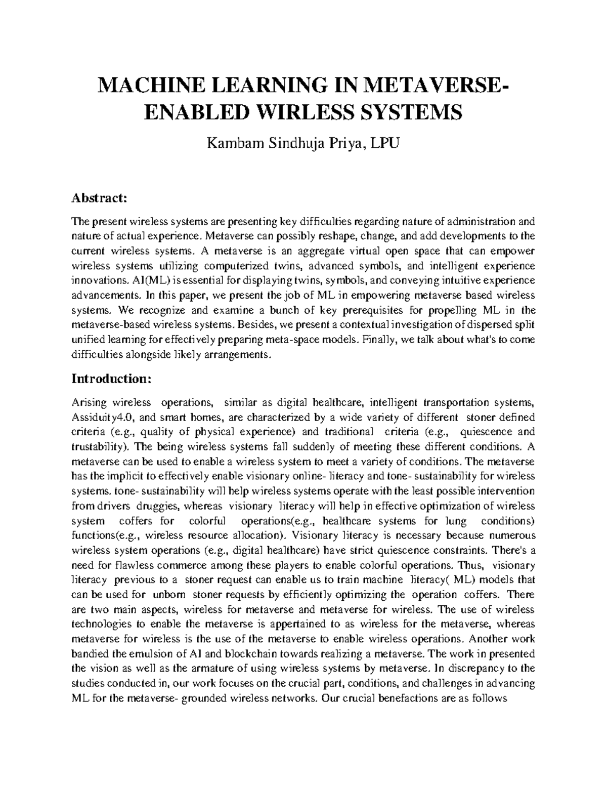 Cse513 term paper - MACHINE LEARNING IN METAVERSE- ENABLED WIRLESS ...