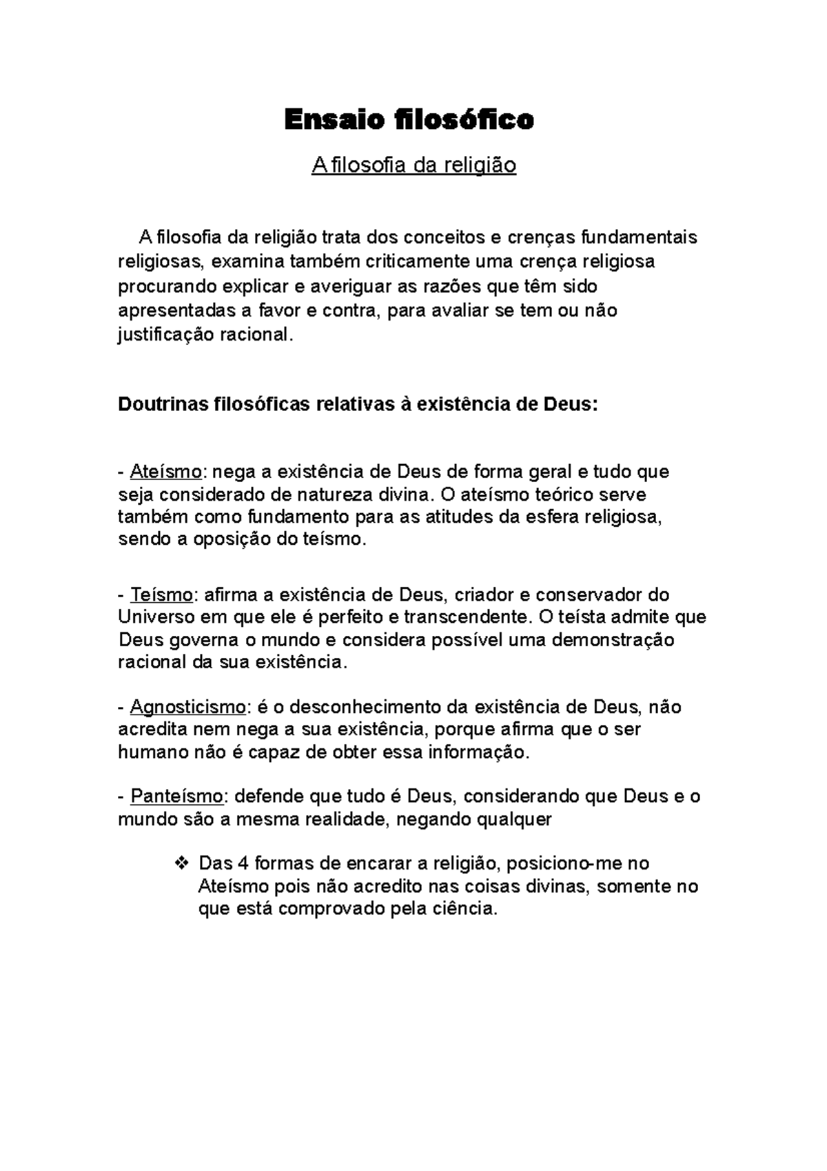 Ensaio filosófico (Recuperado Automaticamente) - Ensaio filosófico A ...