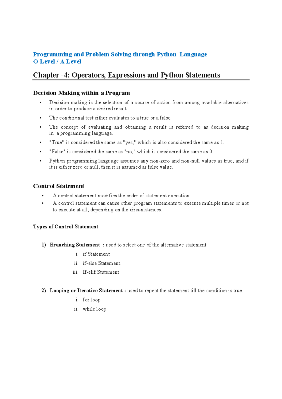 ALevel 1 Python 15Apr SS - Programming and Problem Solving through Python Language O Level / A ...