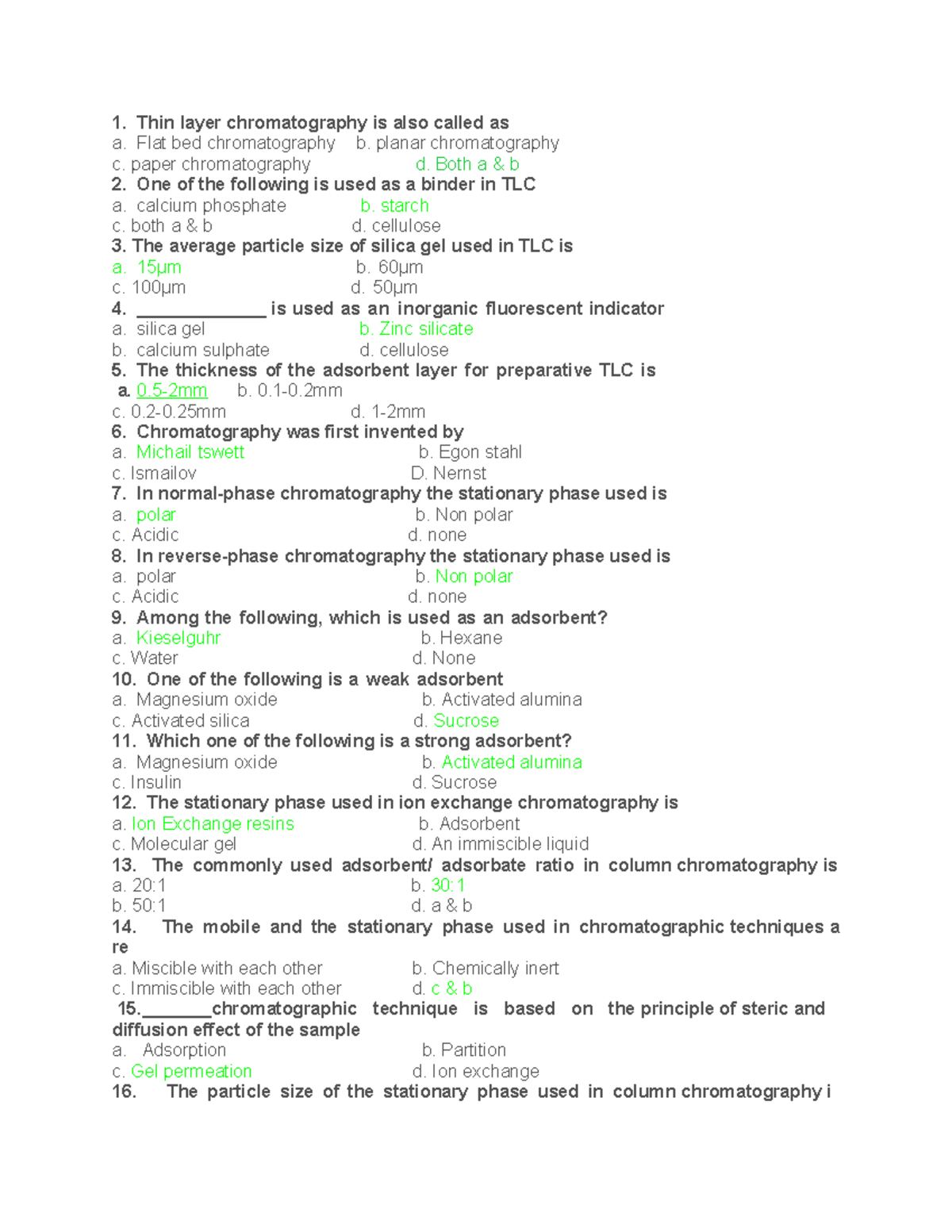 Pharma Analysis MCQ WITH Answer - Thin layer chromatography is also ...