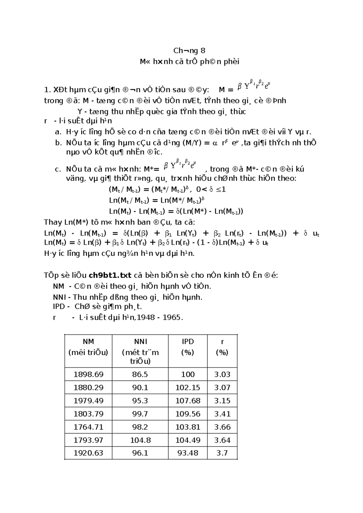 Bai tap ch8 - Doan code cho ktl 2 - Ch¬ng 8 M« h×nh cã trÔ ph©n phèi ...