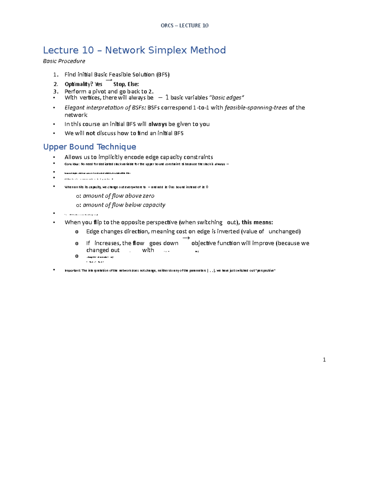ORCS – Lecture 10 - ####### ORCS – LECTURE 10 Lecture 10 – Network Simplex Method Basic ...