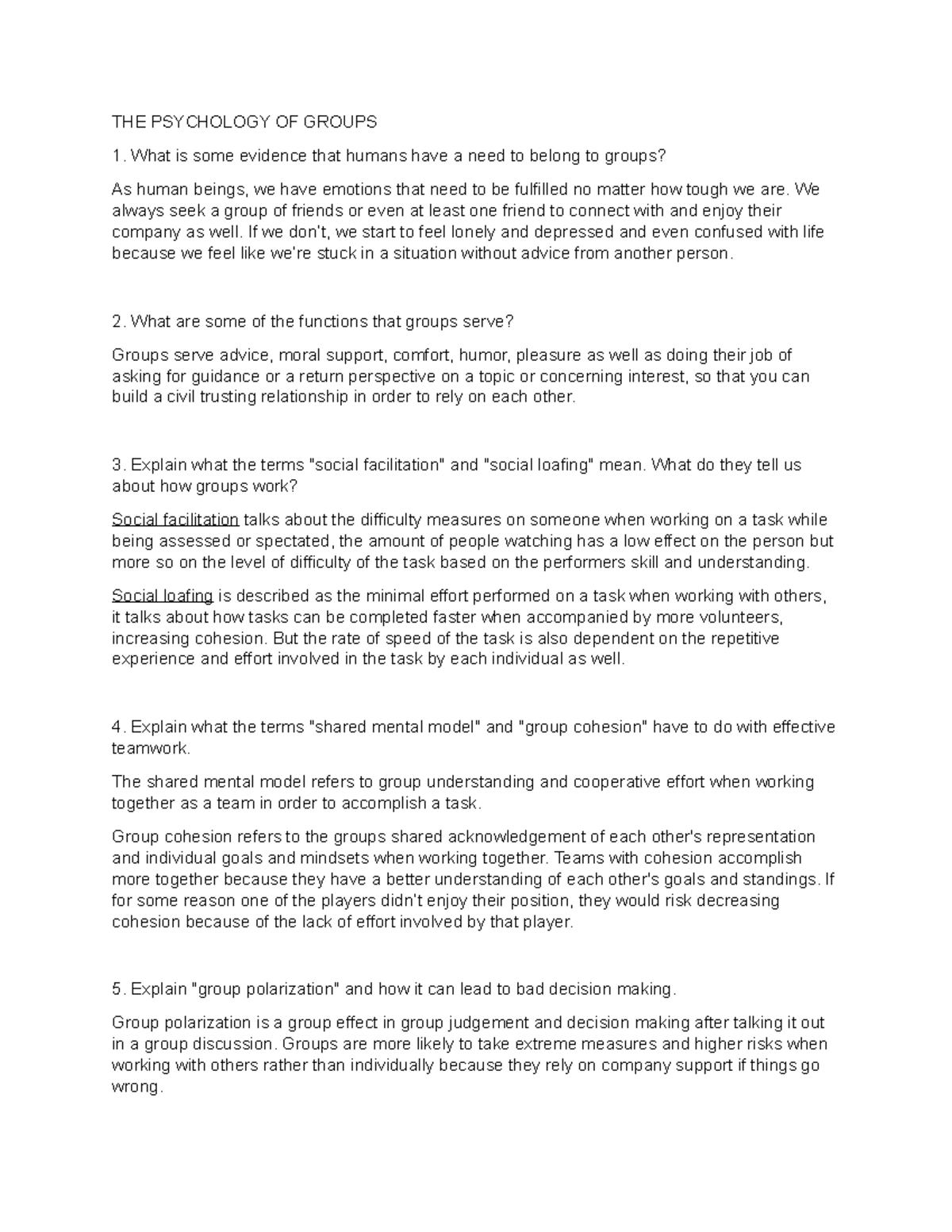 Group of Dynamics Week 1 Close Reading Assignment - THE PSYCHOLOGY OF ...