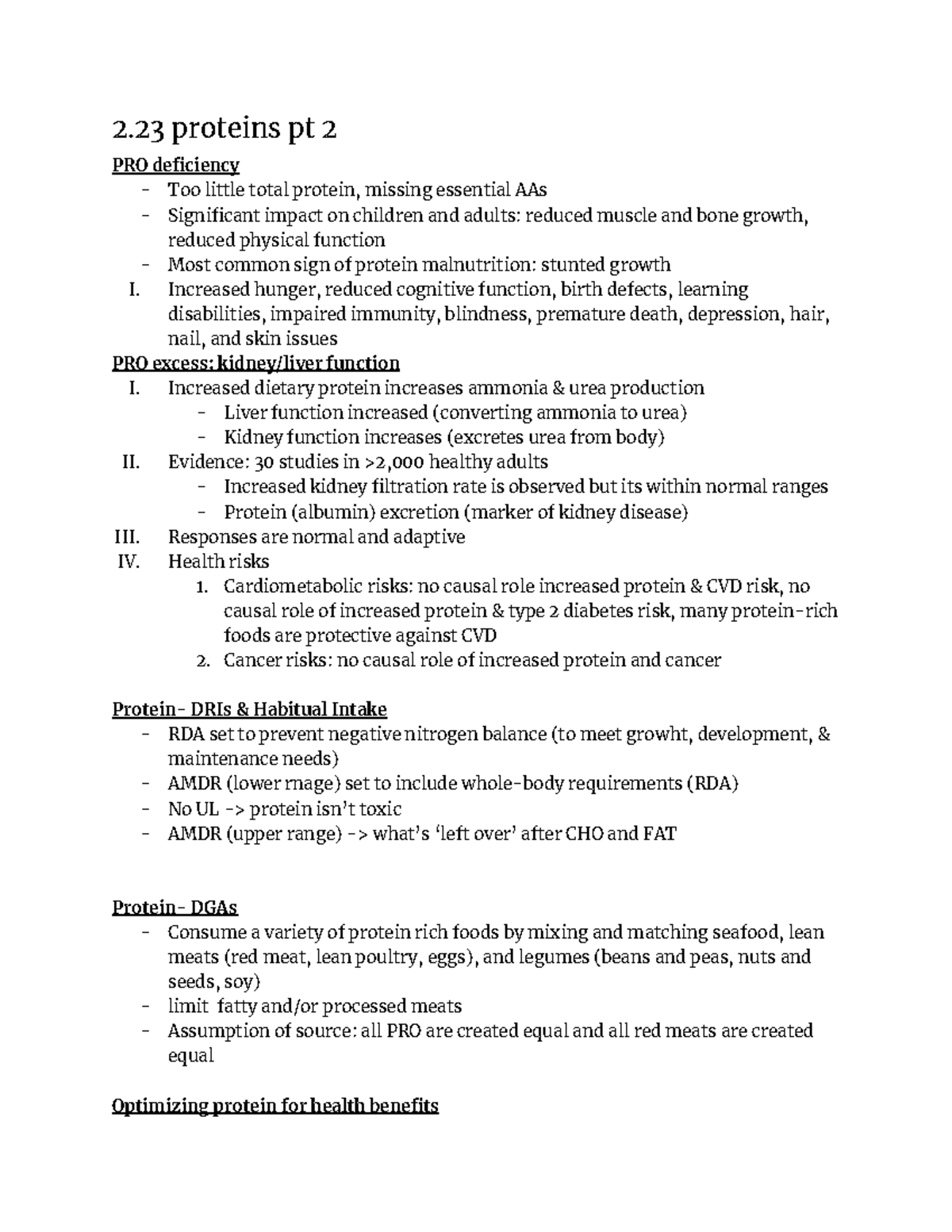 2.23 proteins pt 2 - 2 proteins pt 2 PRO deficiency - Too little total ...