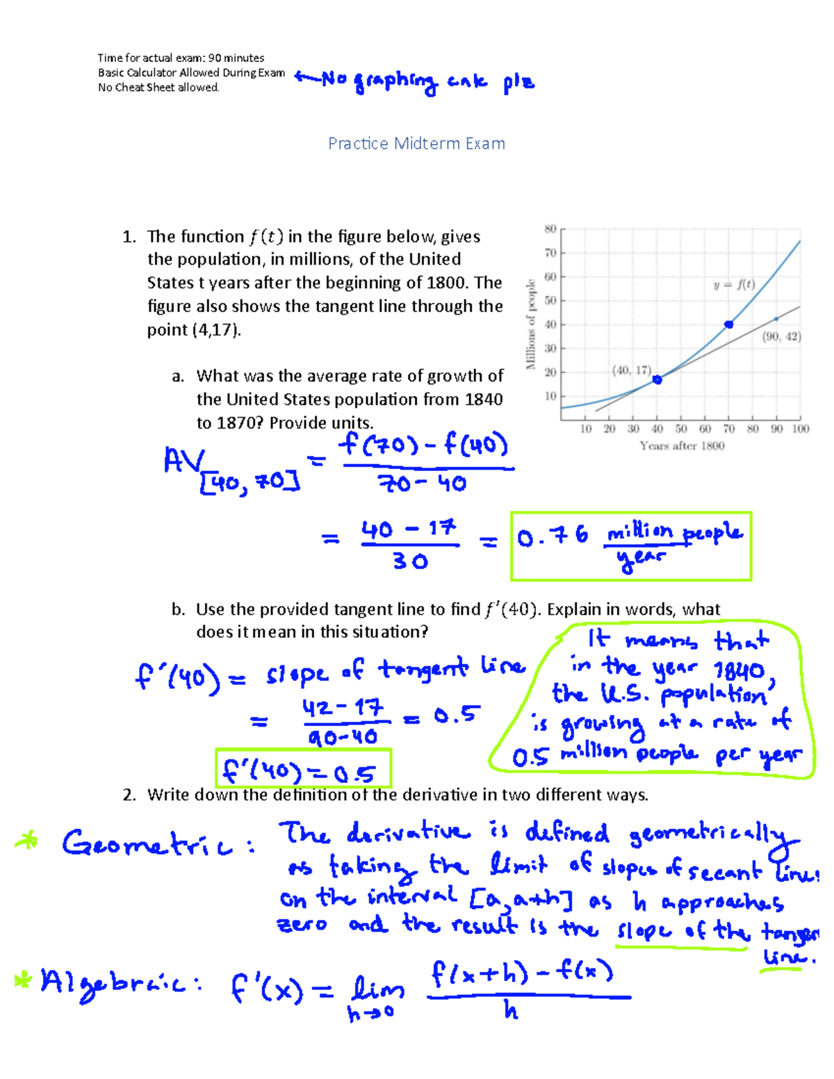 Practice Midterm Solutions - Basic Calculator Allowed During Exam No ...