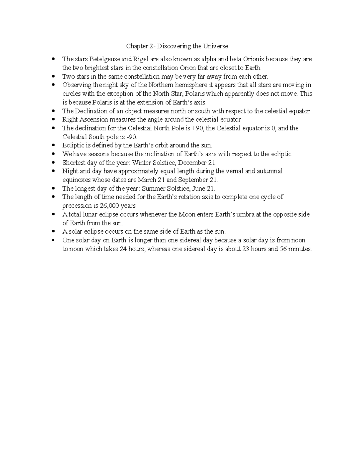 Chapter 2- Discovering the Universe - Chapter 2- Discovering the ...