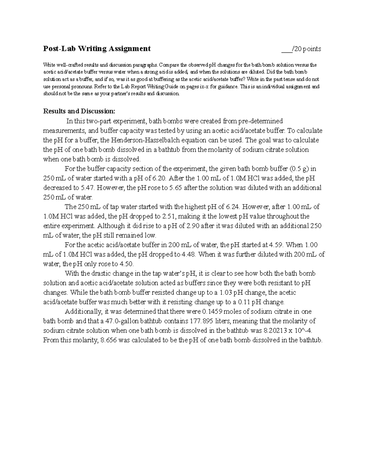 LAB 9 Post Lab Writing - Post-Lab Writing Assignment ___/20 points ...