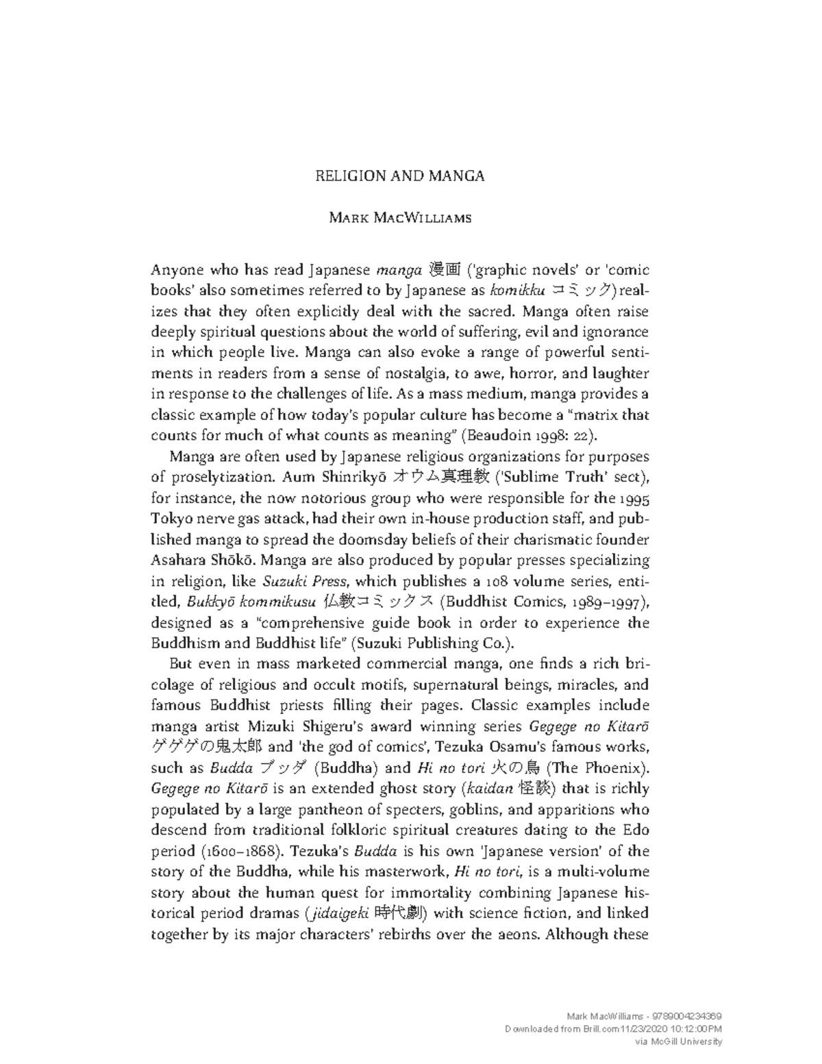 Religion And Manga Williams - RELIGION AND MANGA M!"# M!$W ...