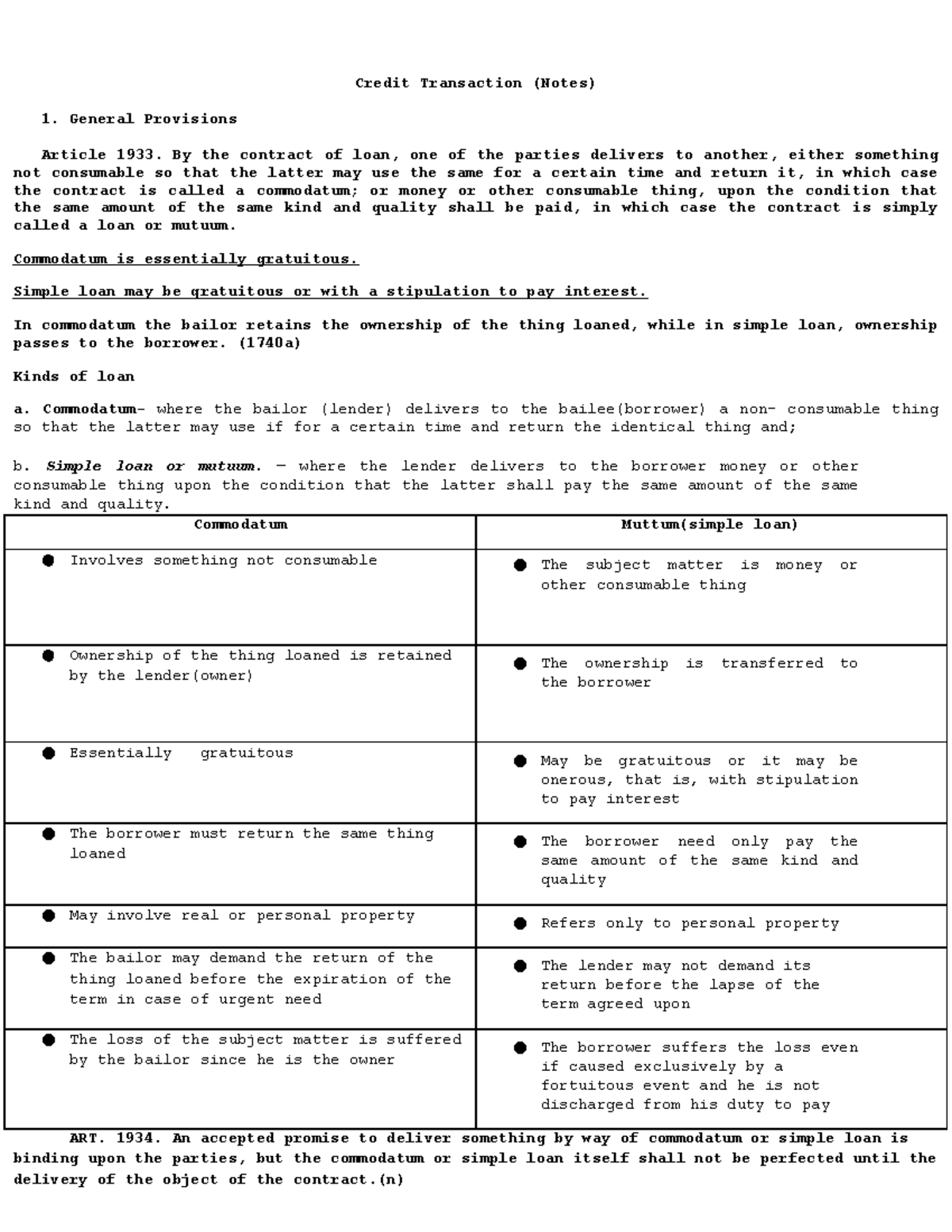 Credit transaction (Notes 2) - Credit Transaction (Notes) 1. General ...