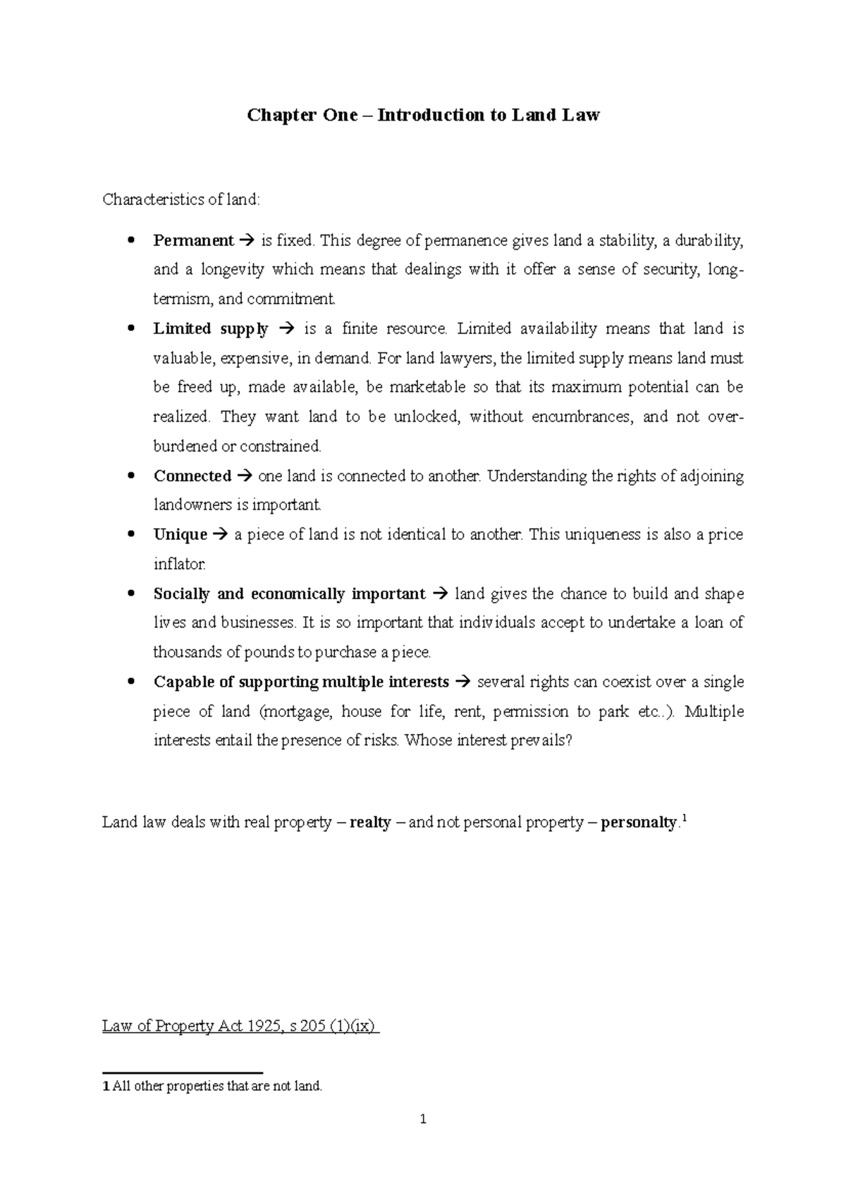 Chapter One LAND LAW textbook - GEOG 605 - George Mason - Studocu