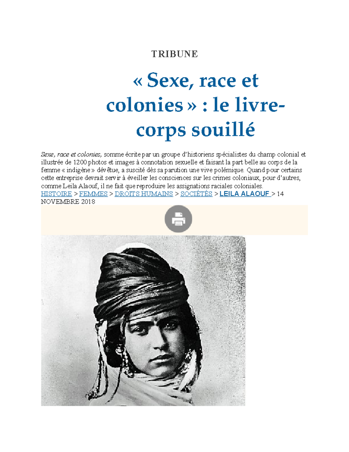 Cours Colonisations 3 NOV - TRIBUNE « Sexe, race et coloni es » : le livre- corps soui llé Sexe ...