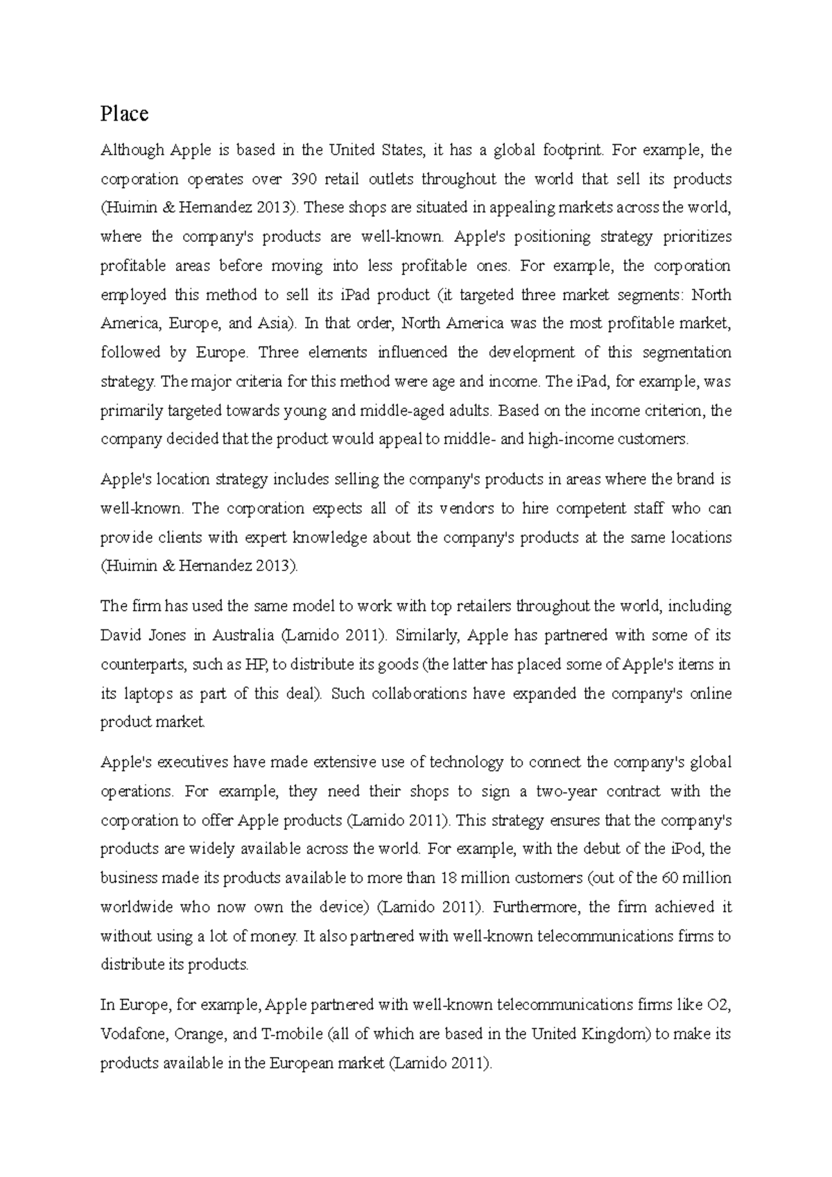 Place of apple product for group project 1 - Place Although Apple is ...