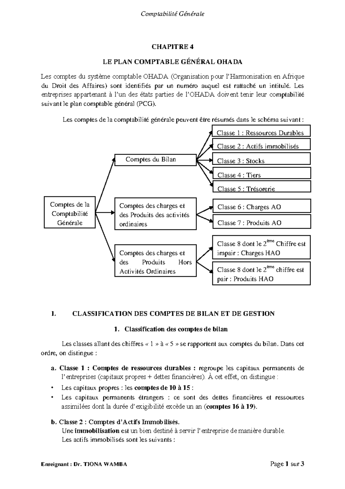 Le Plan Comptable Général Ohada en Bref - Comptabilité Générale ...