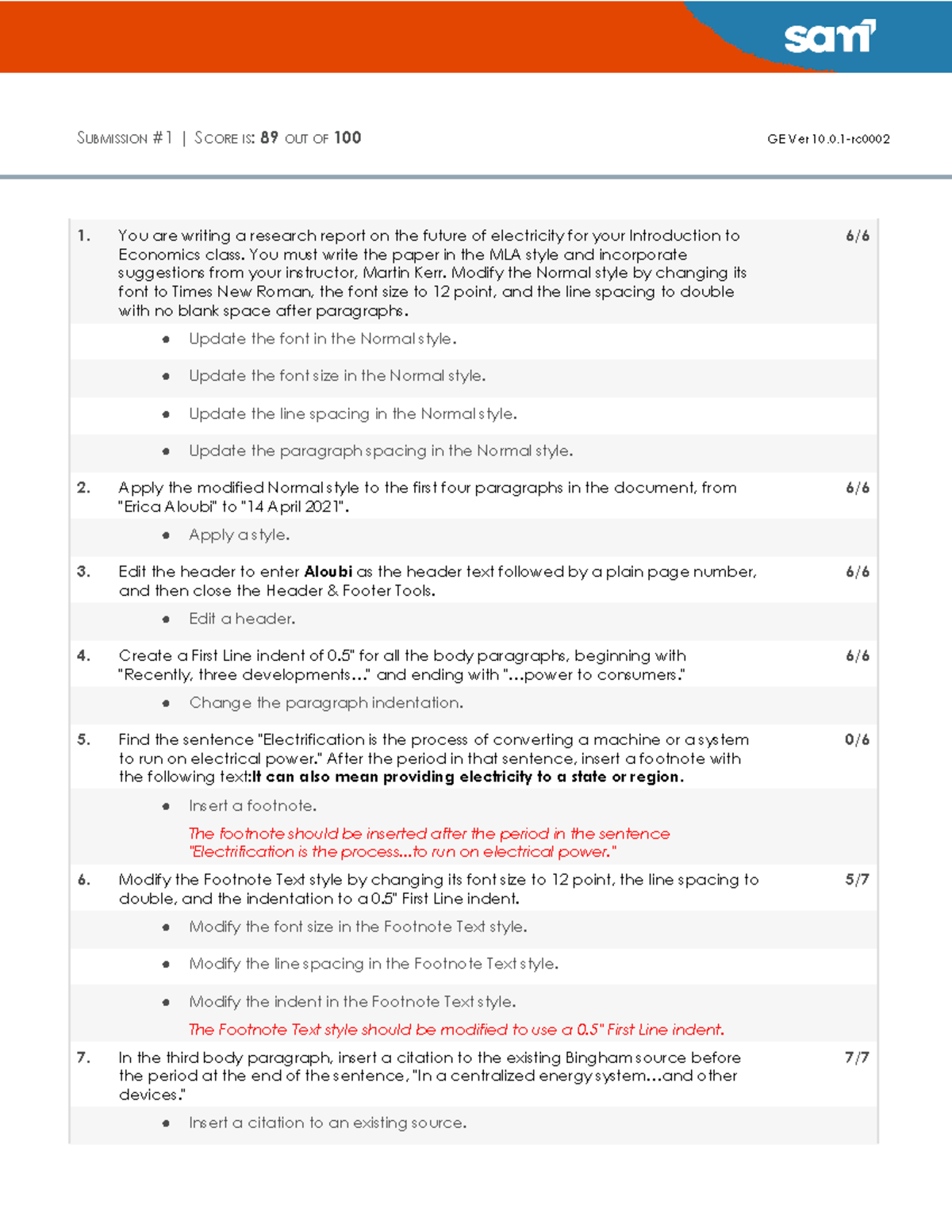 SC WD19 EOM2-2 Report 1 - SUBMISSION #1 | SCORE IS: 89 OUT OF 100 GE ...