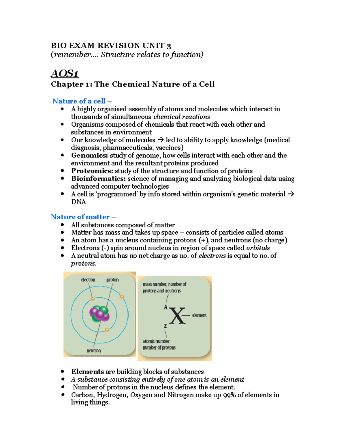 AOS 1 Unit 3 Biology - BIO EXAM REVISION UNIT 3 (remember.... Structure ...