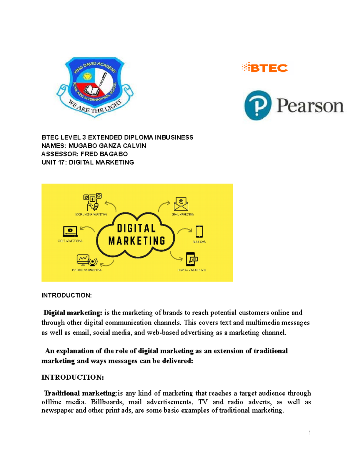 Digital Marketing END OF TERM - BTEC LEVEL 3 EXTENDED DIPLOMA ...