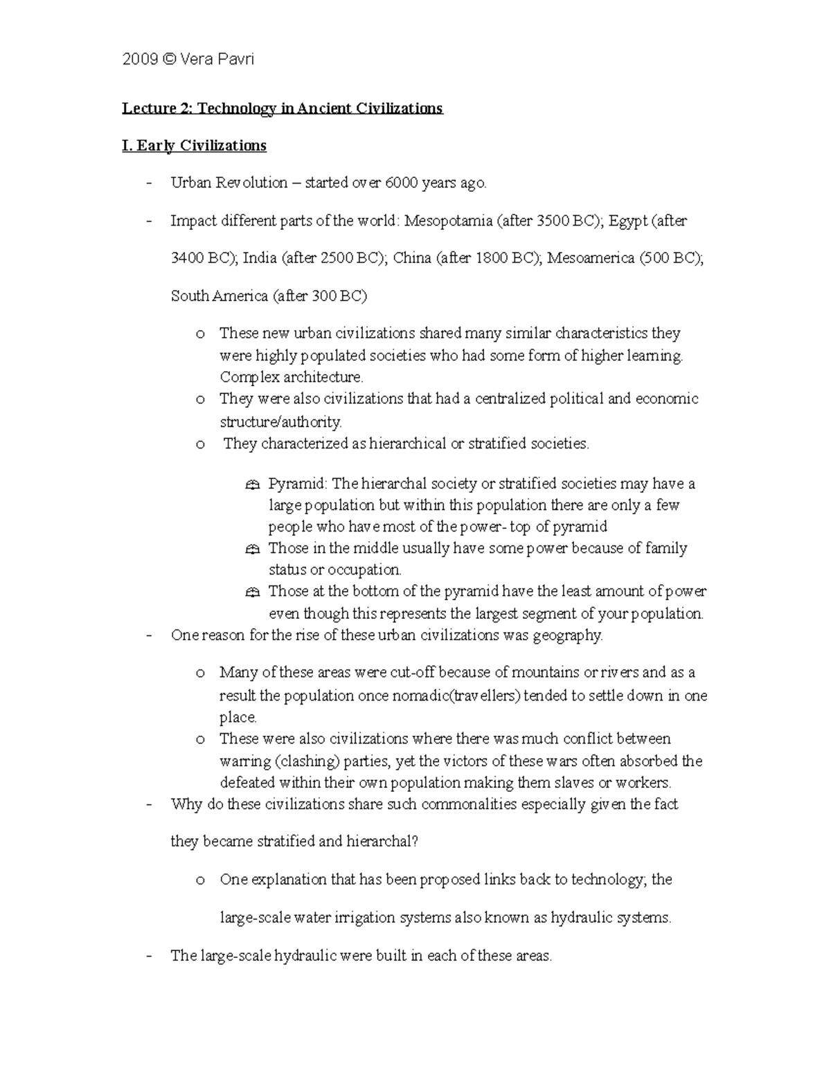 Lecture 2 -Technology in Ancient Civilizations - Lecture 2: Technology ...