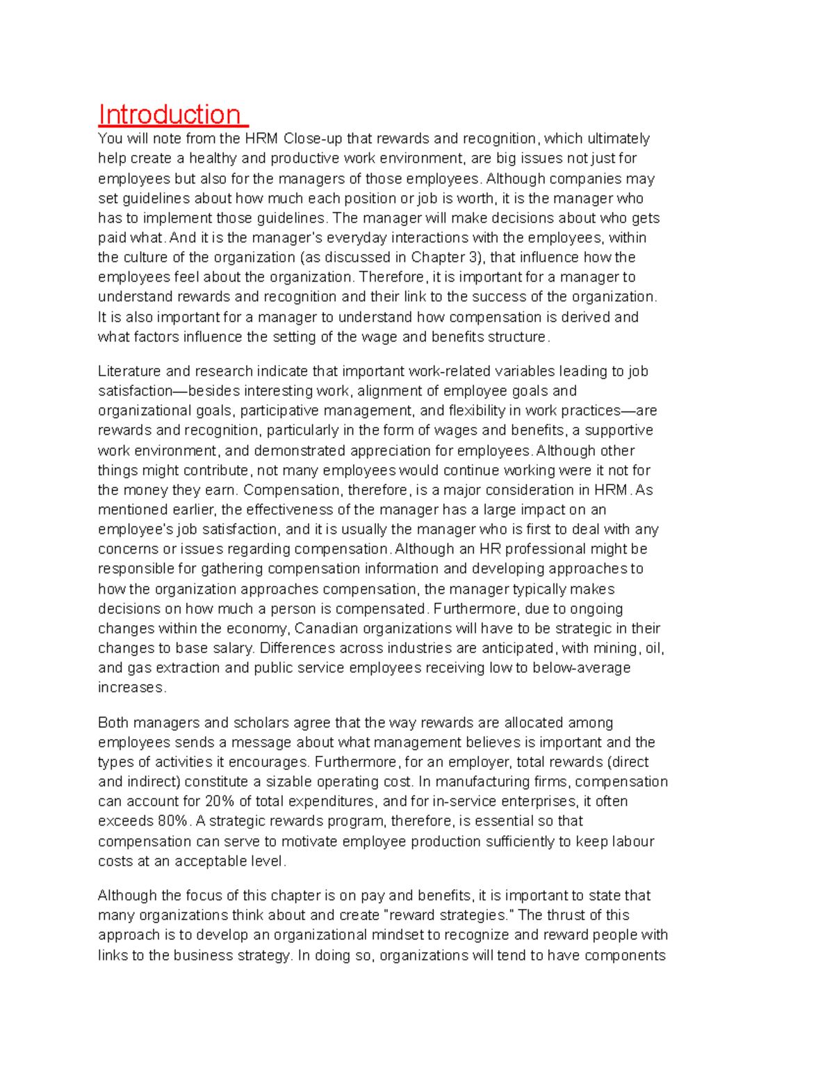 Module 8 - Chapter 8 - Introduction You will note from the HRM Close-up ...
