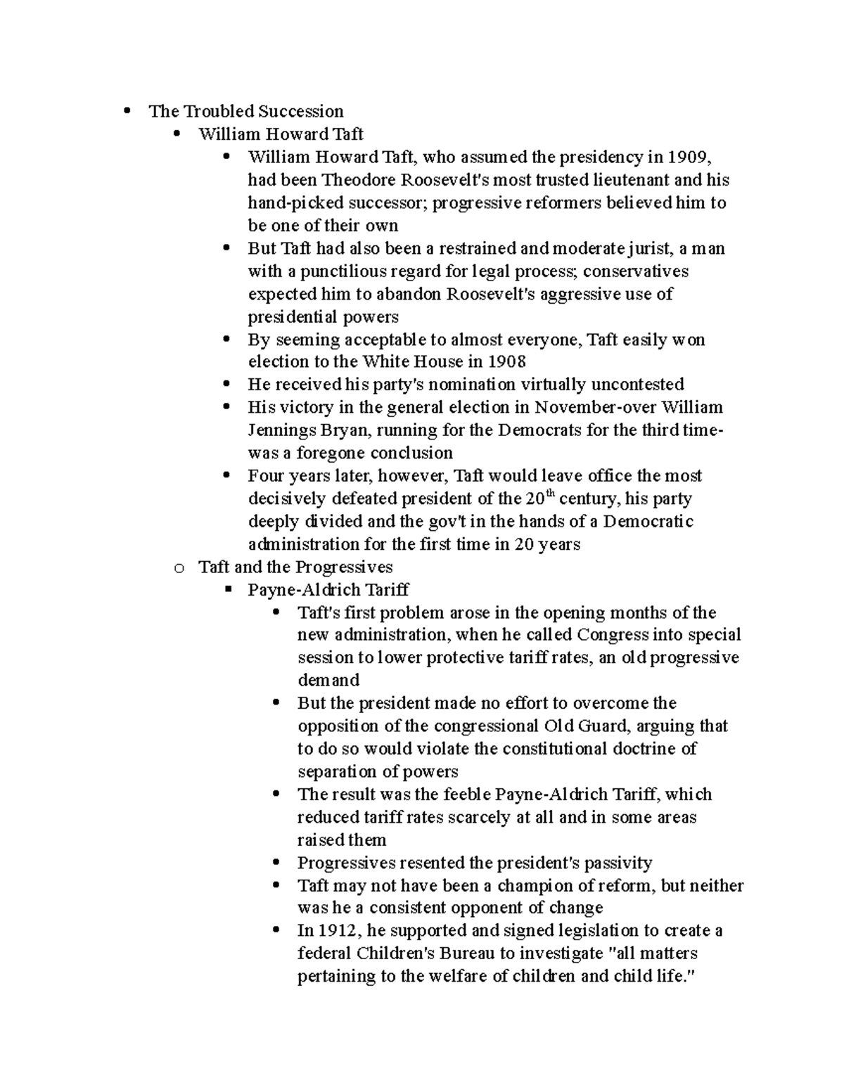 Progressive era pt 4 - The Troubled Succession William Howard Taft ...