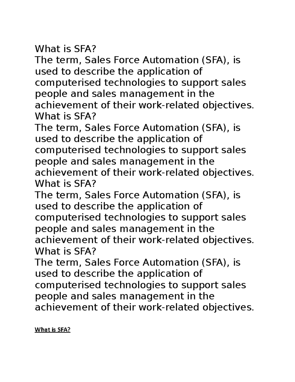 Sales Force Automation - What is SFA? The term, Sales Force Automation ...