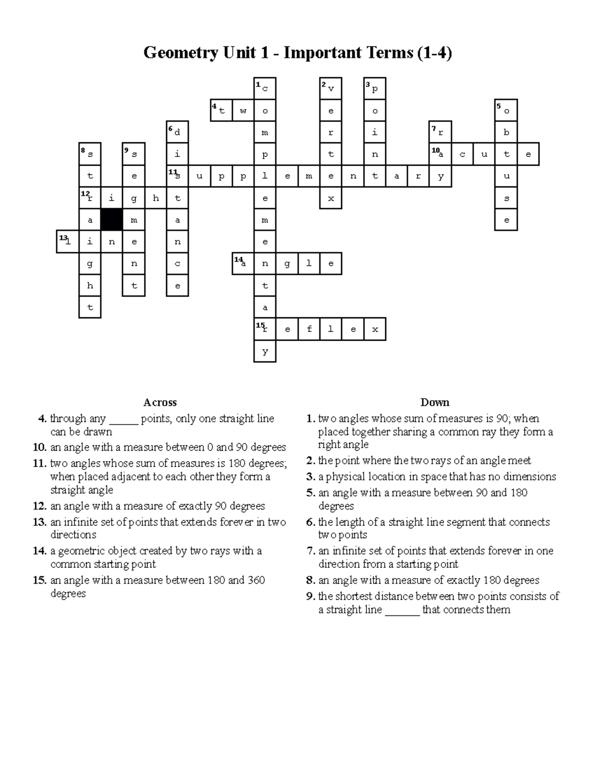 Geometry-unit-1-Important-Terms-1-4 AK - MTH 330 - Studocu