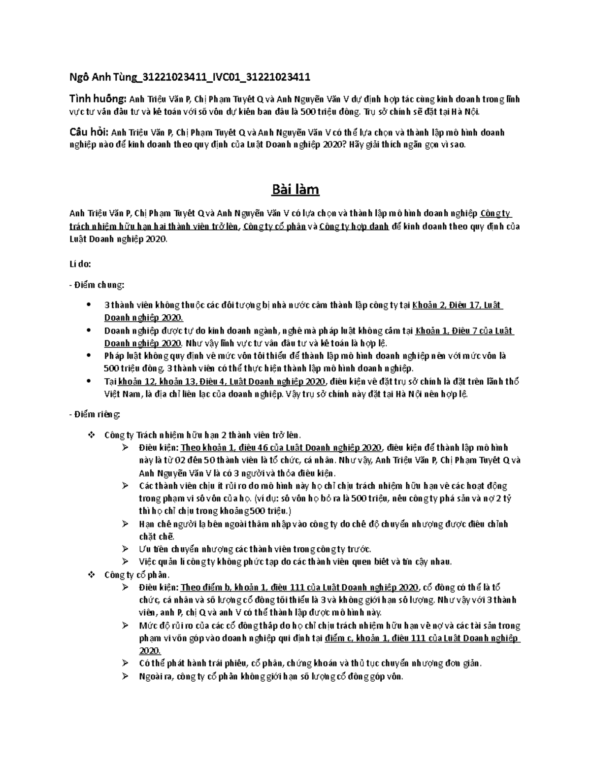 Ngô Anh Tùng LMS homework - Ngô Anh Tùng_31221023411_IVC01_ Tình huôống: Anh Tri u Văn P, Ch Ph ...