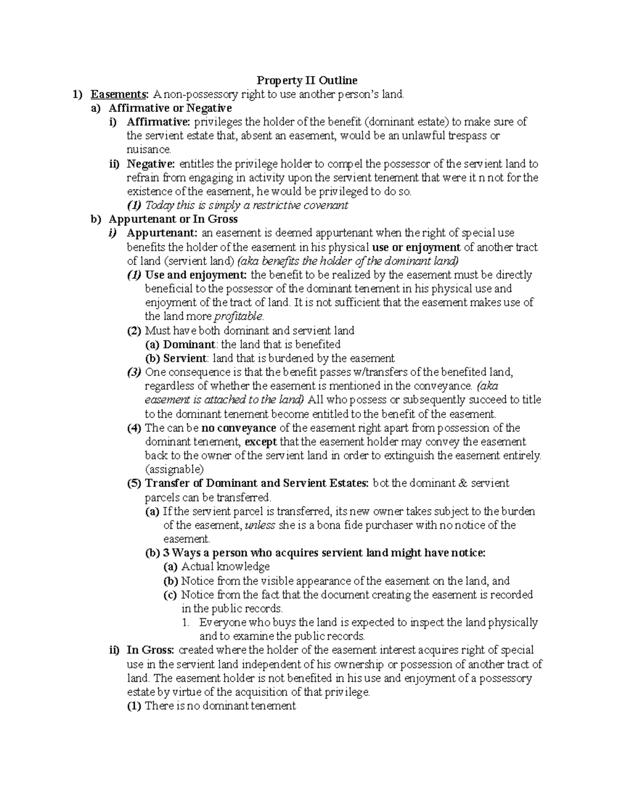 Property II Final Outline - Property II Outline Easements: A non ...