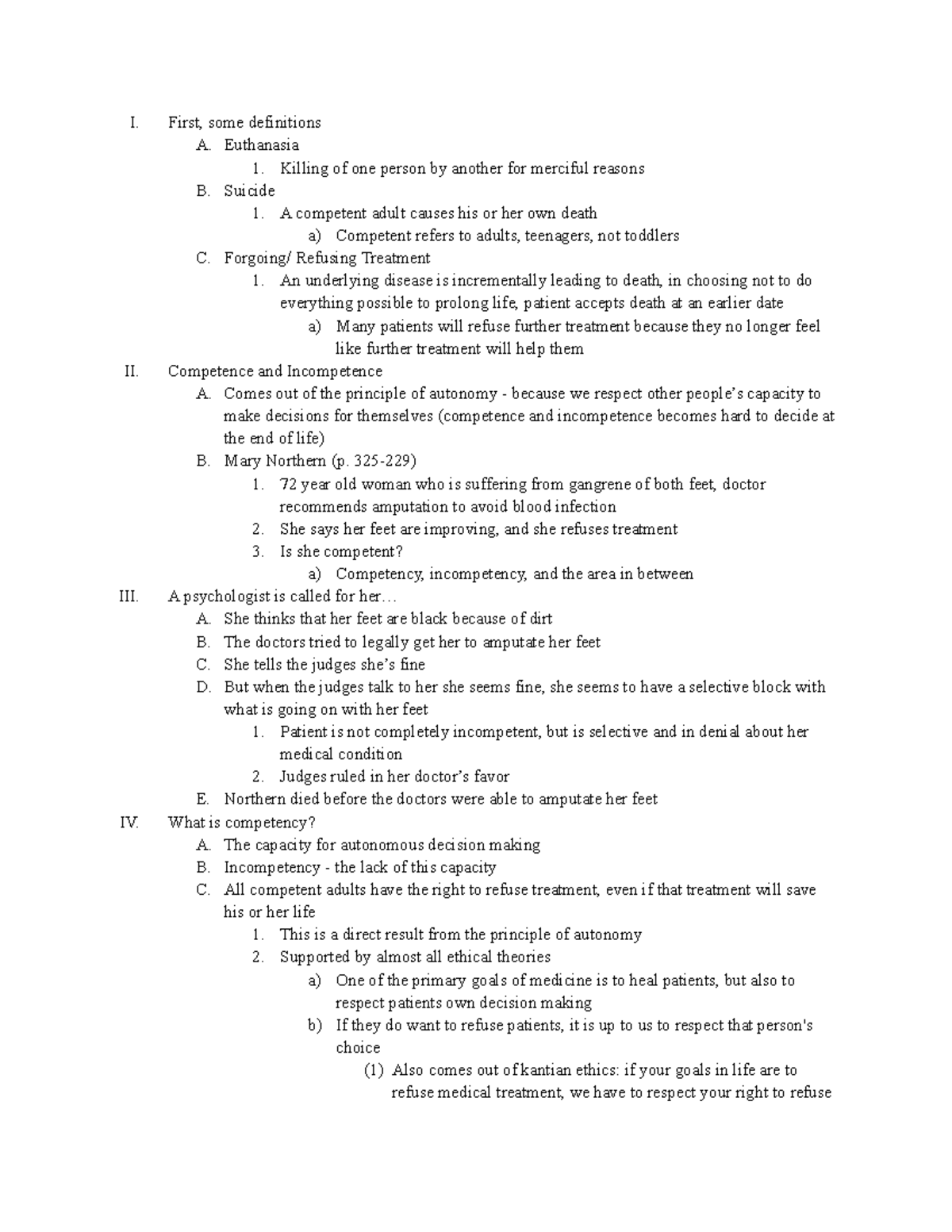 Ethics At the End of Life Deciding for Competent and Incompetent ...
