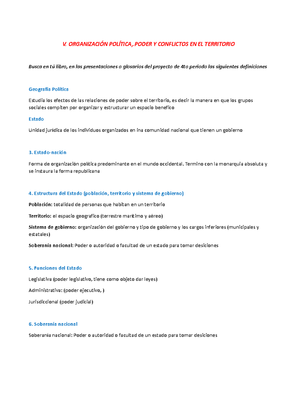 UV preguntas - hhdt - V. ORGANIZACIÓN POLÍTICA,.PODER Y CONFLICTOS EN ...