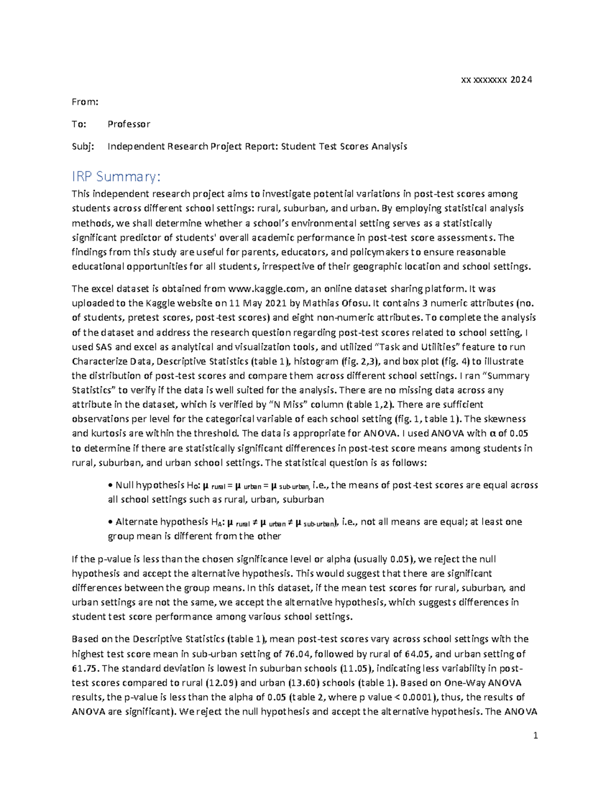 IRP Memo Final - IS 3310 - IRP MEMORANDUM: In this Independent Research Project (IRP), students ...