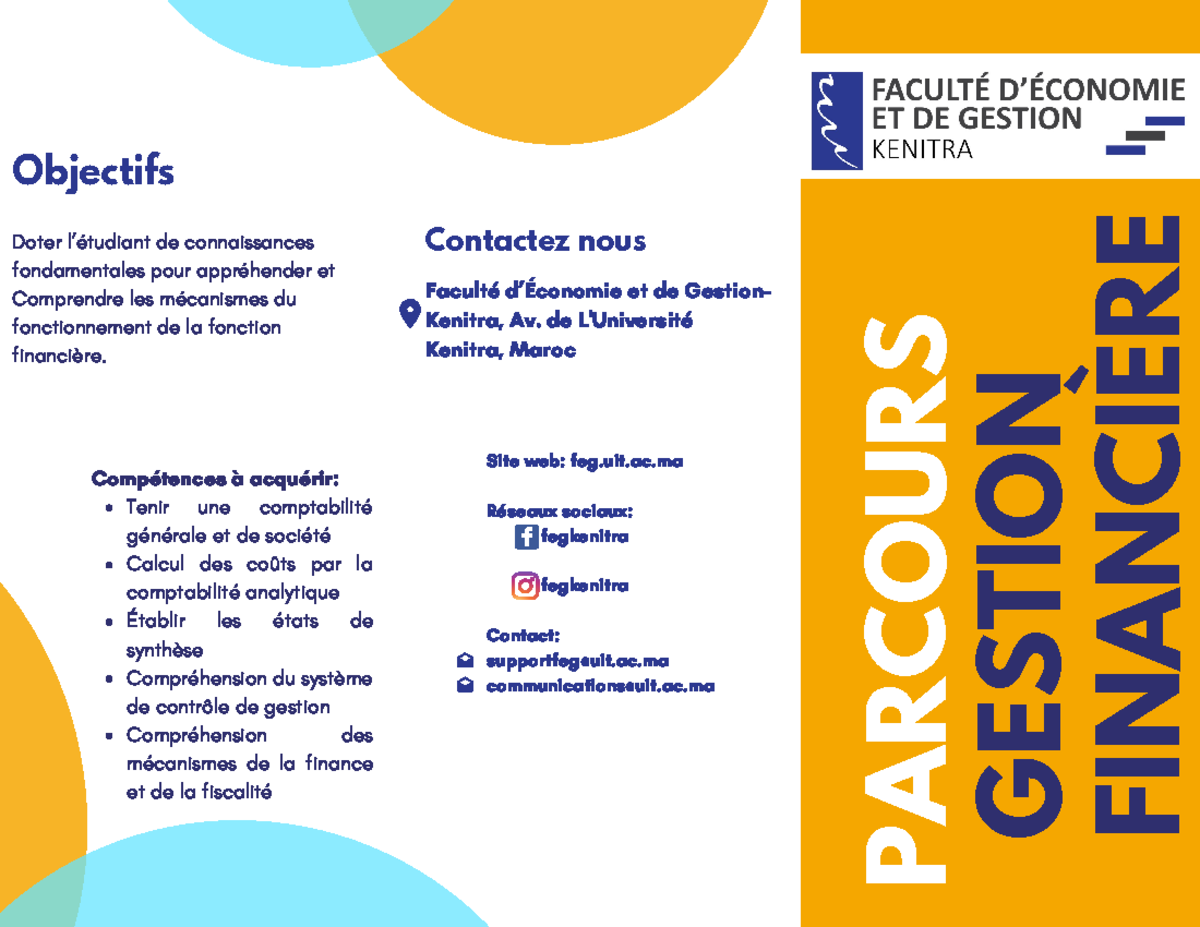 GF - rwe - GESTIONFINANCIÈRE PARCOURS Objectifs Doter l’étudiant de ...