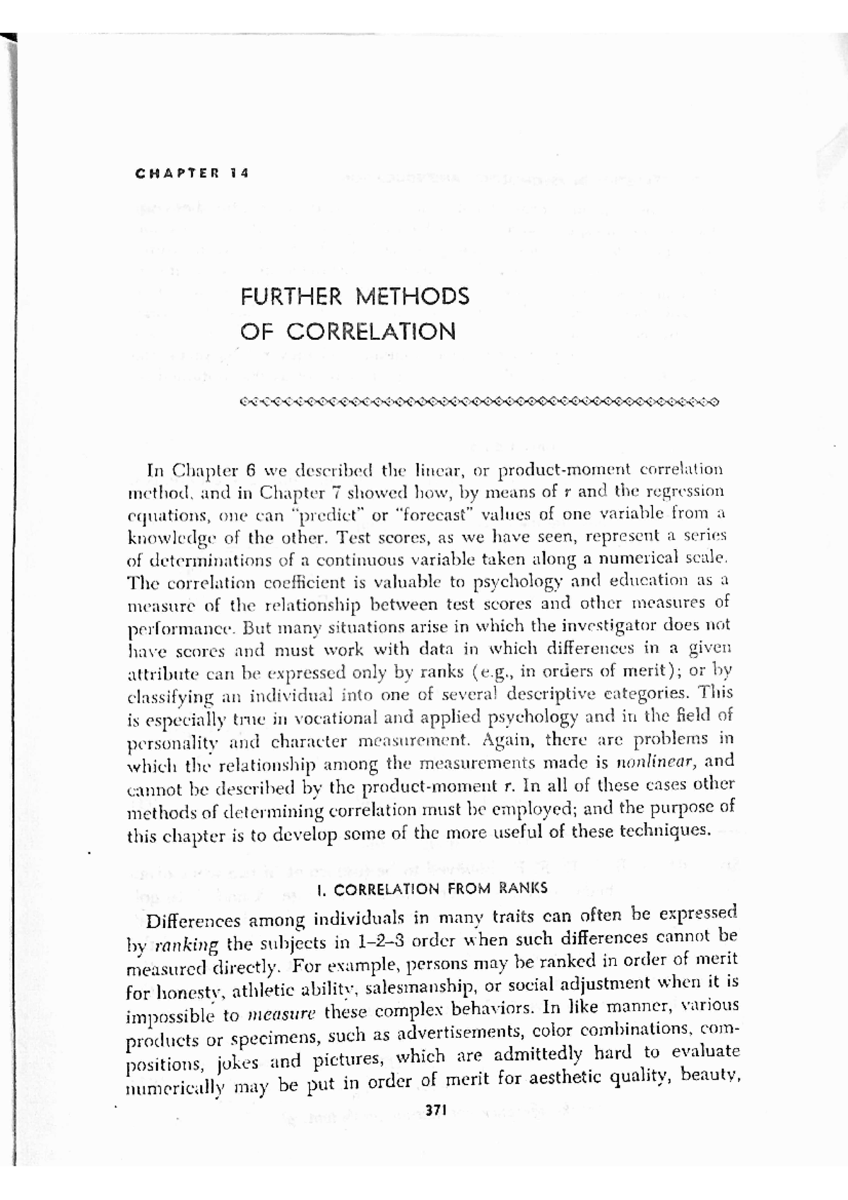 Master's Part Two Special Correlation Methods Garrett - Clinical ...
