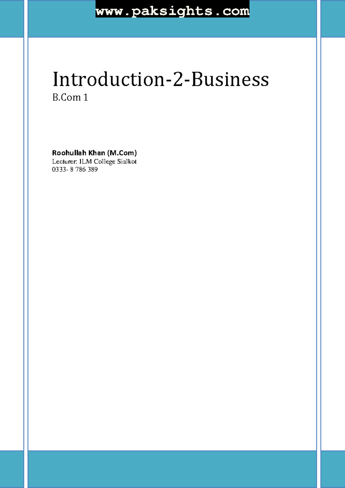 Introduction to business notes b.com part 1 (1) - Introduction-2 ...
