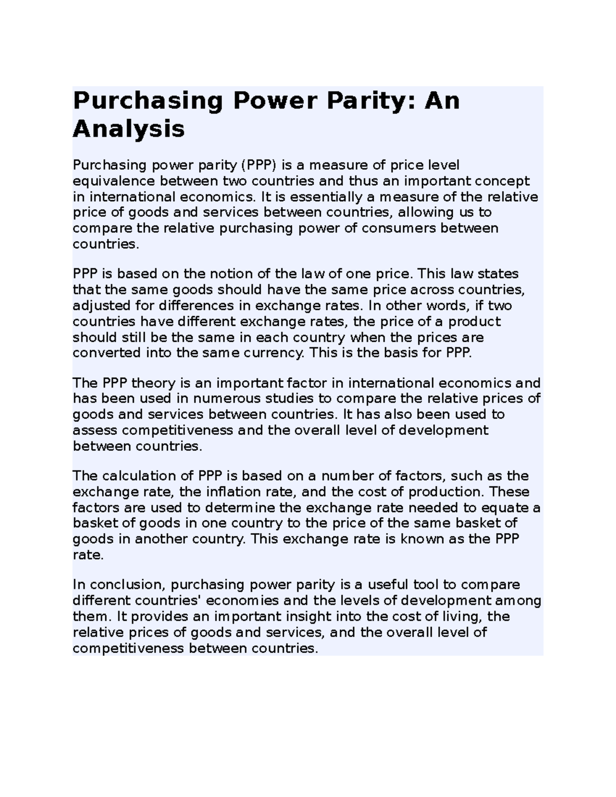 Purchasing Power Parity - It is essentially a measure of the relative ...