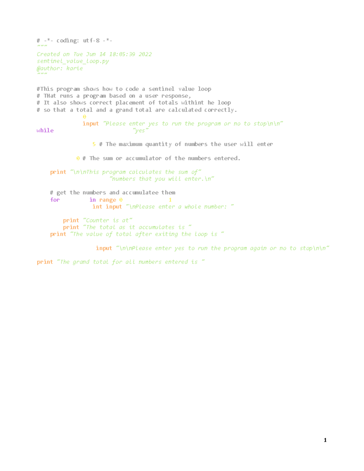 Programming lab 3.5 - coding: utf-8 - """ Created on Tue Jun 14 18:05: ...