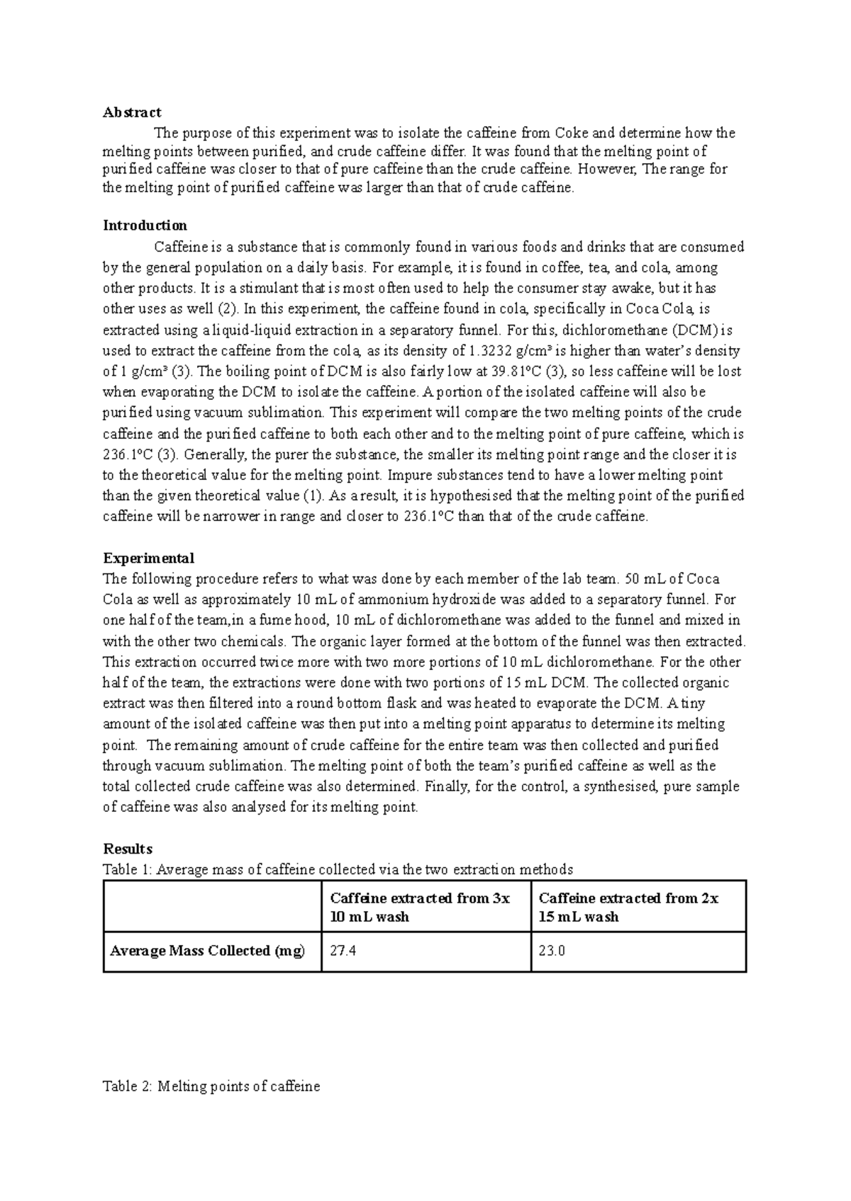 Experiment 10 Lab Report - Abstract The purpose of this experiment was ...