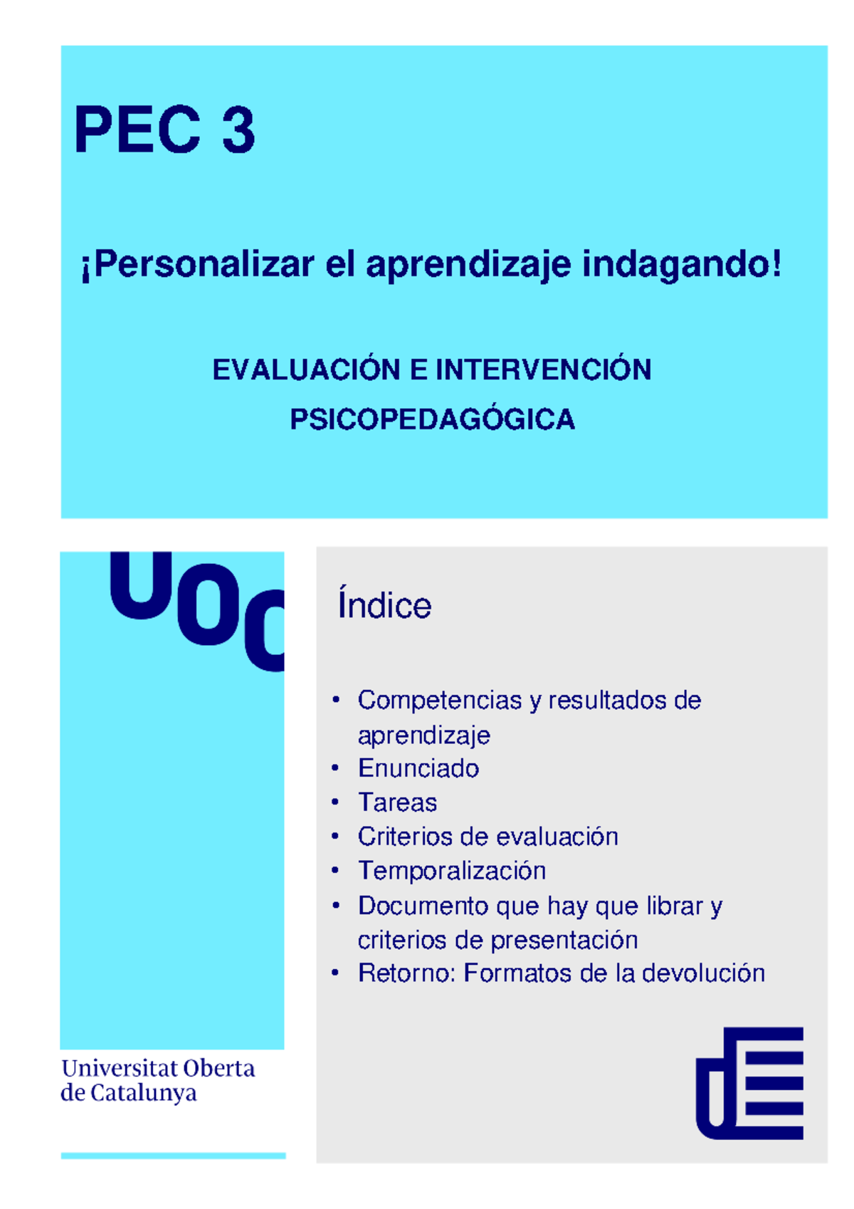 Orientaciones PEC3 - nxv - PEC 3 ¡Personalizar el aprendizaje indagando! EVALUACIÓN E ...