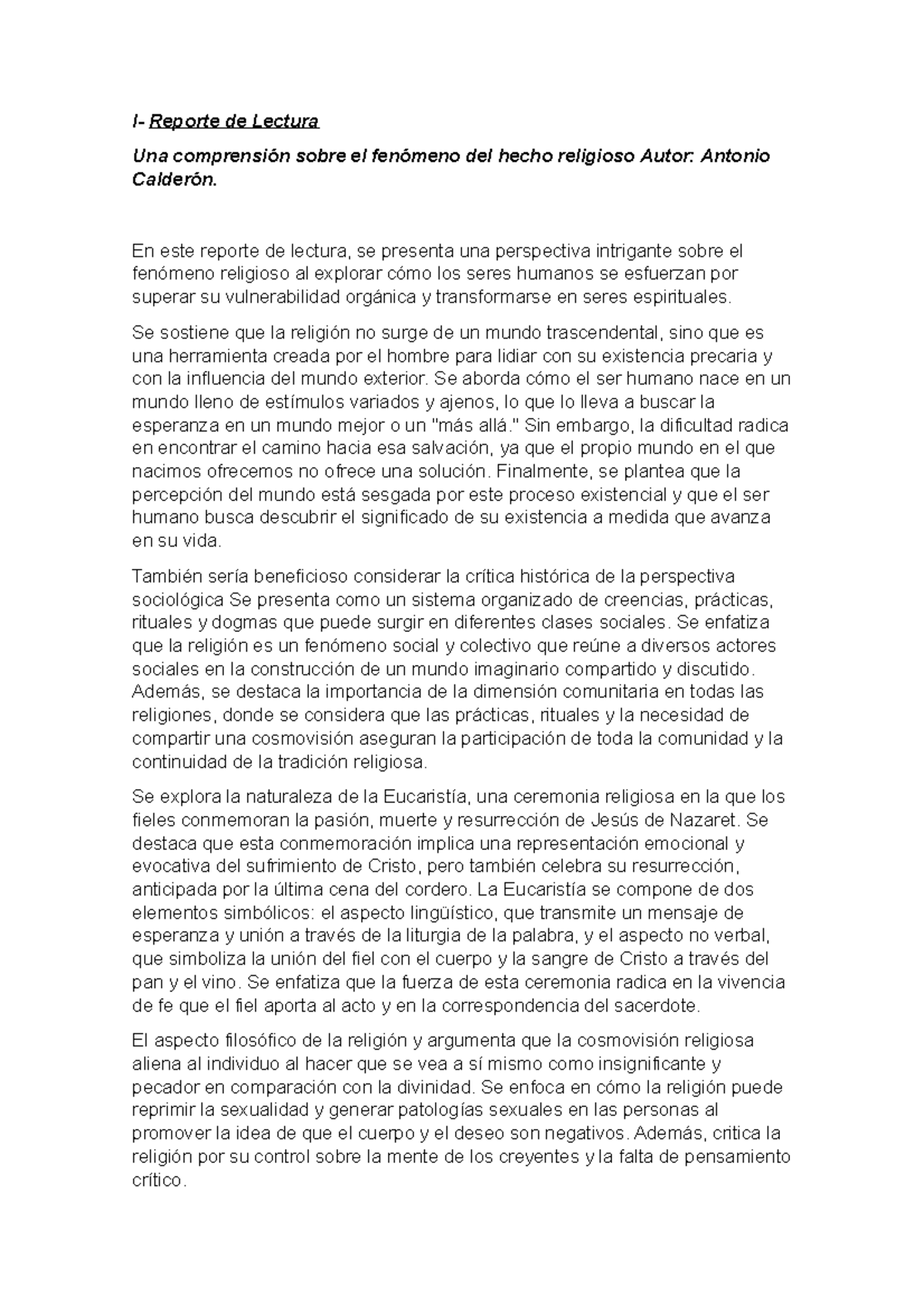 Primer reporte de lectura comprensión sobre el fenómeno del hecho ...