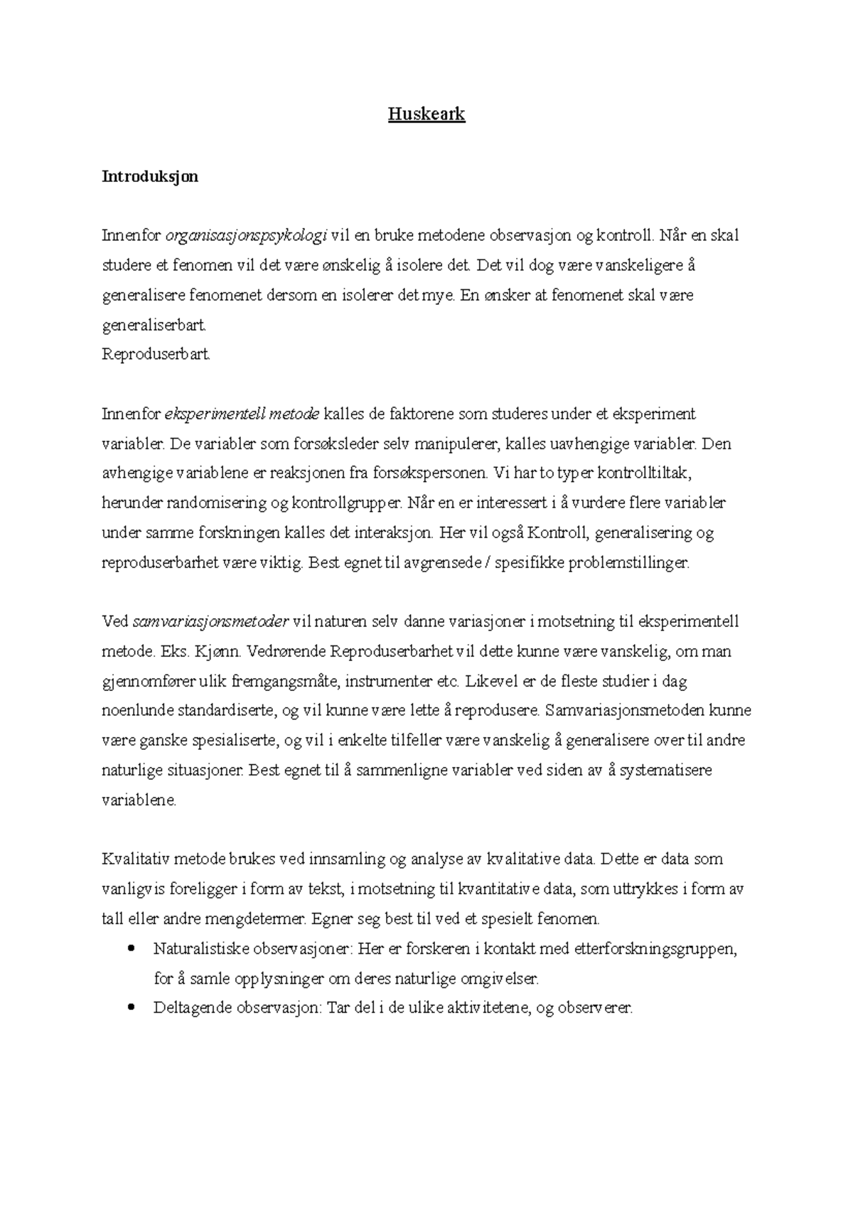 Huskeark - De viktigste elementene fra faget - Huskeark Introduksjon Innenfor ...