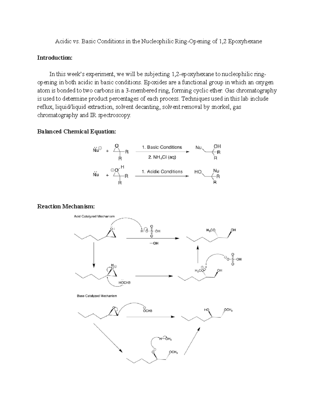 2212L4-Acidic vs. Basic Conditions in the Nucleophilic Ring-Opening of ...