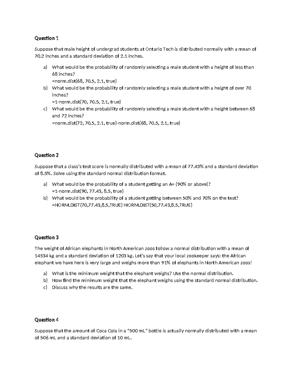 Tutorial Chapter 6 Questions - Question 1 Suppose that male height of ...