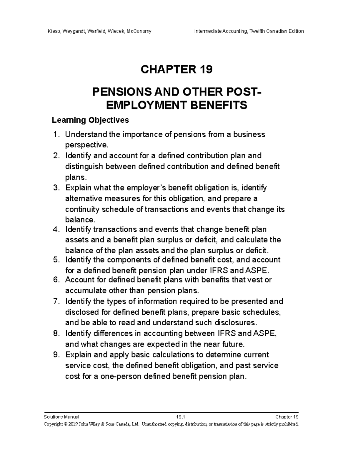 Ch19 Accounting CHAPTER 19 PENSIONS AND OTHER POST EMPLOYMENT ch19-accounting-chapter-19-pensions-and-other-post-employment