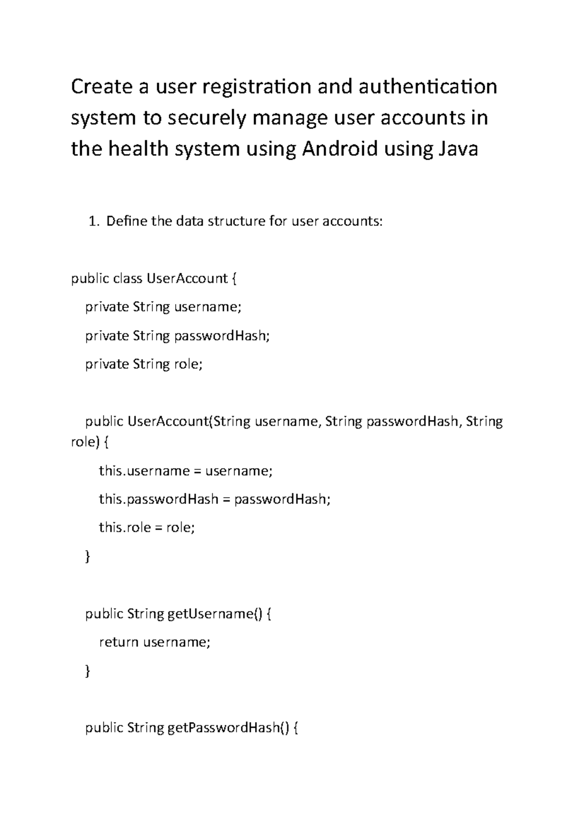 Accounts in the health system using android using java - Create a user registration and - Studocu